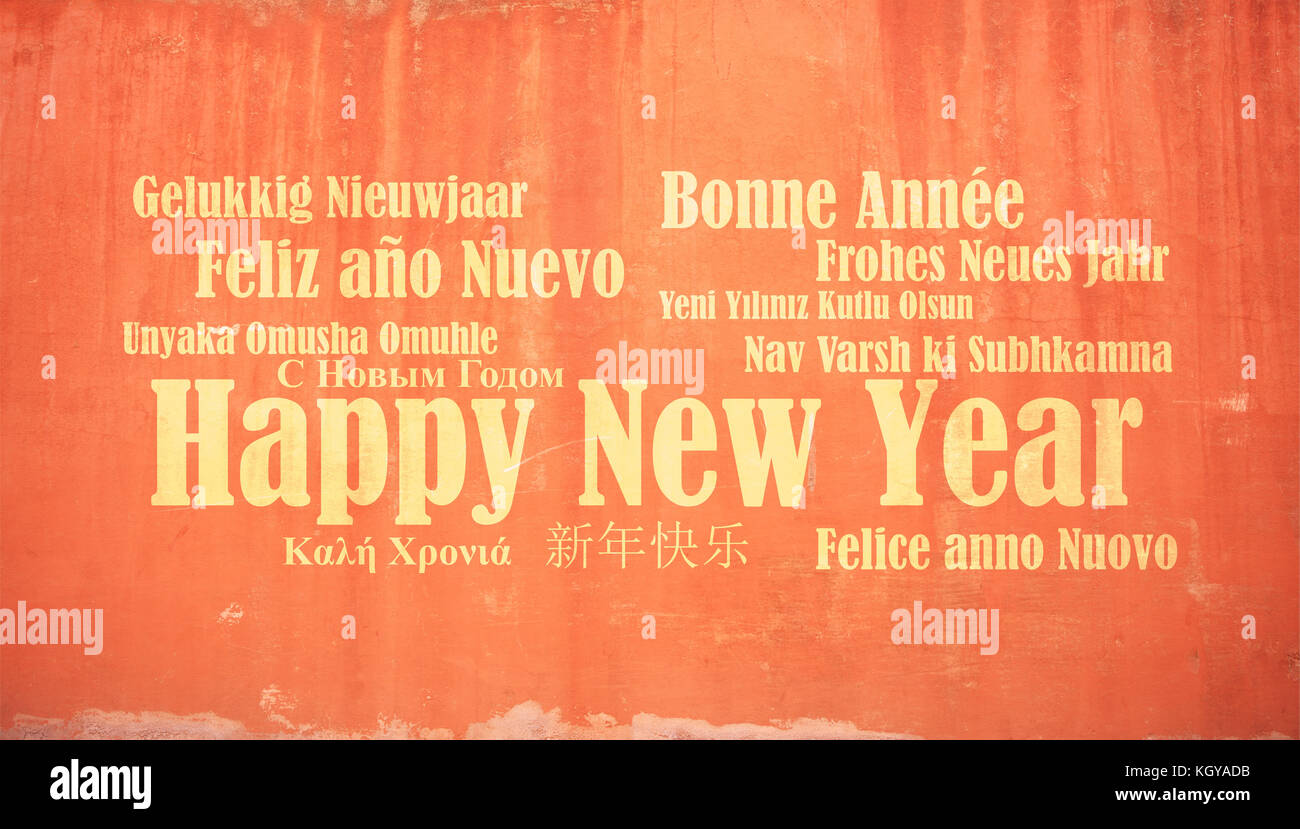 Happy new year in different languages hi-res stock photography and ...