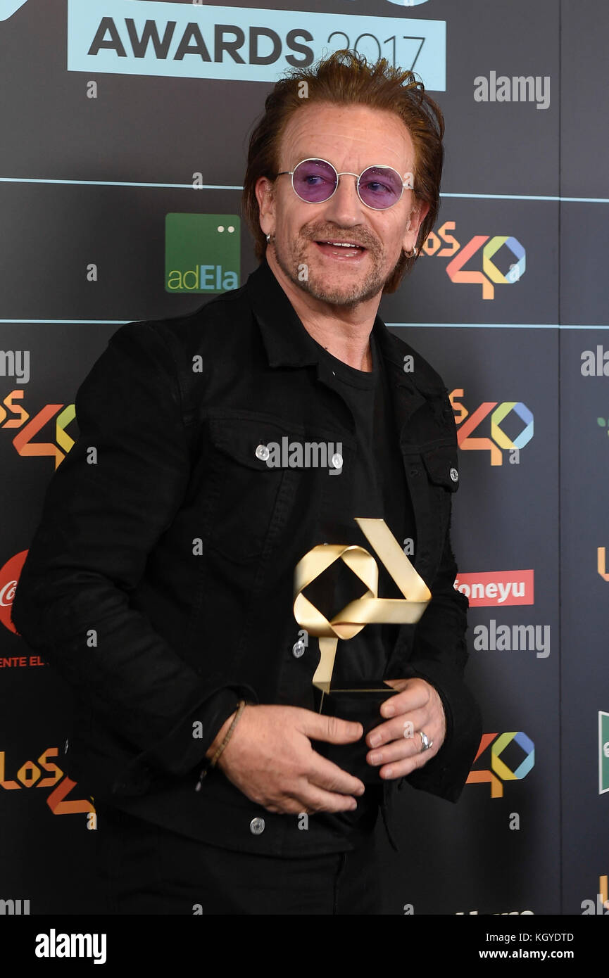 Madrid, Spain. 10th Nov, 2017. Singer Bono at 40 Principales Music ...