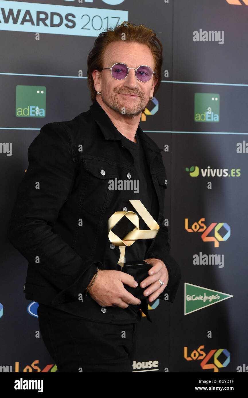 Madrid, Spain. 10th Nov, 2017. Singer Bono at 40 Principales Music ...