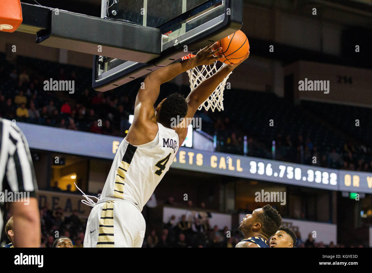 Winston-Salem, NC, USA. 10th Nov, 2017. Wake Forest center Doral Moore ...