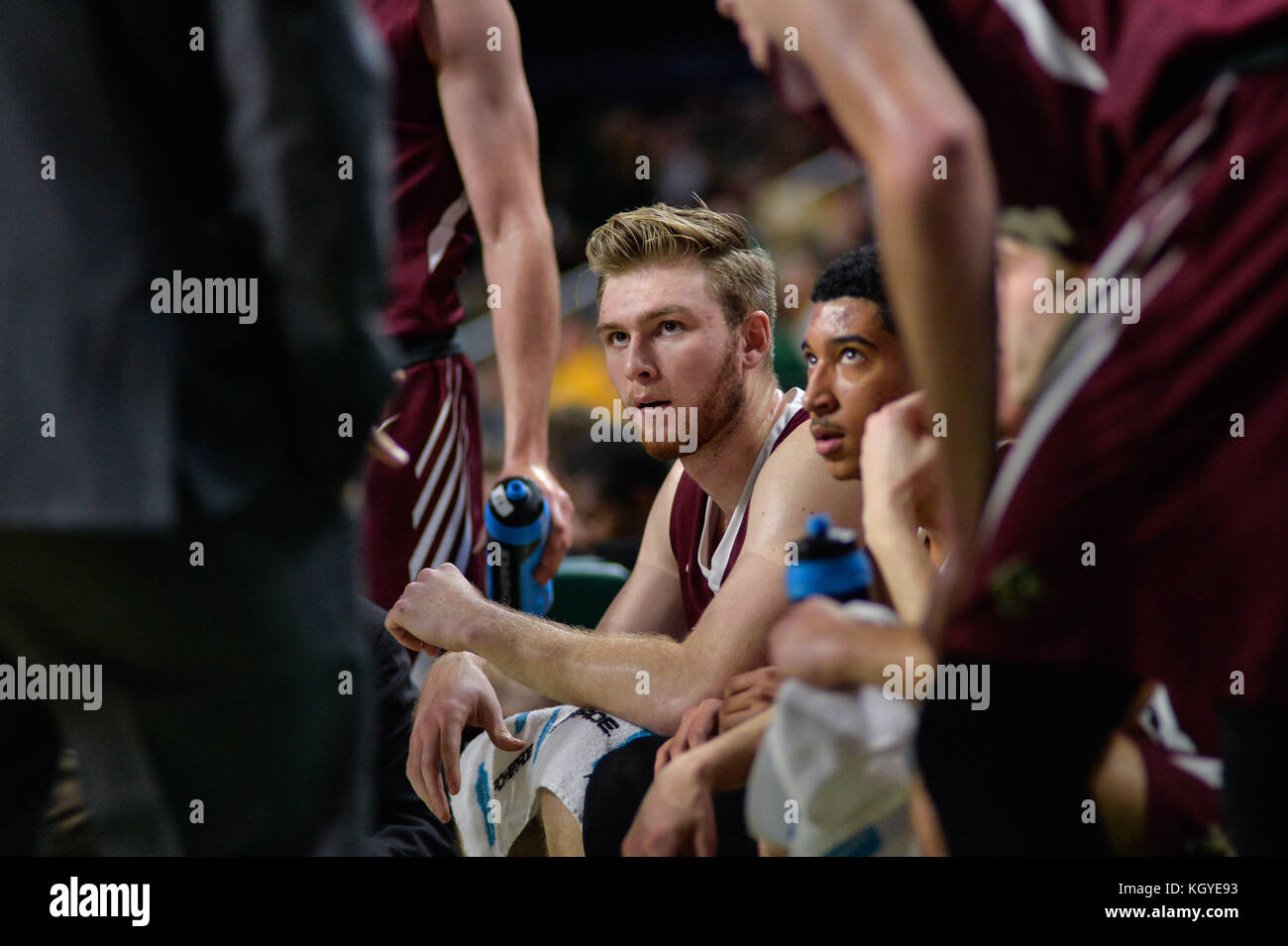 November 10, 2017 - MYLES CHERRY (54) listens to his coach in the ...