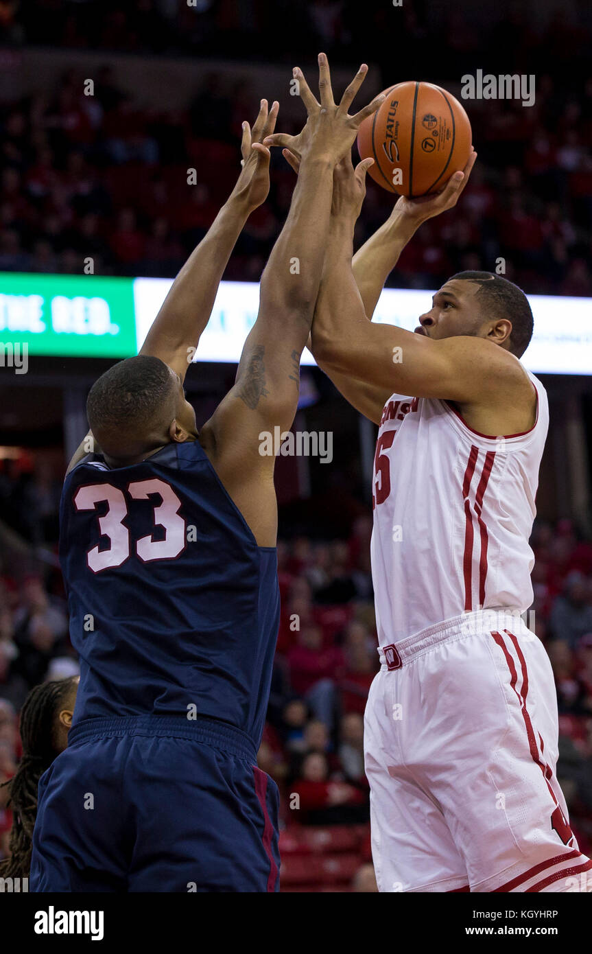 Madison, WI, USA. 10th Nov, 2017. Wisconsin Badgers forward Charles ...