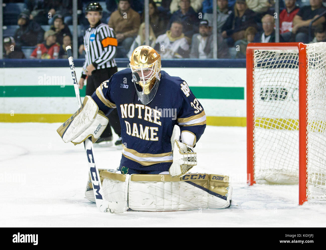 South Bend, Indiana, USA. 10th Nov, 2017. Notre Dame goaltender Cale ...
