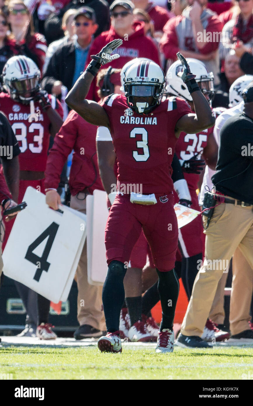 November 11, 2017: Chris Lammons (3) of the South Carolina celebrates ...