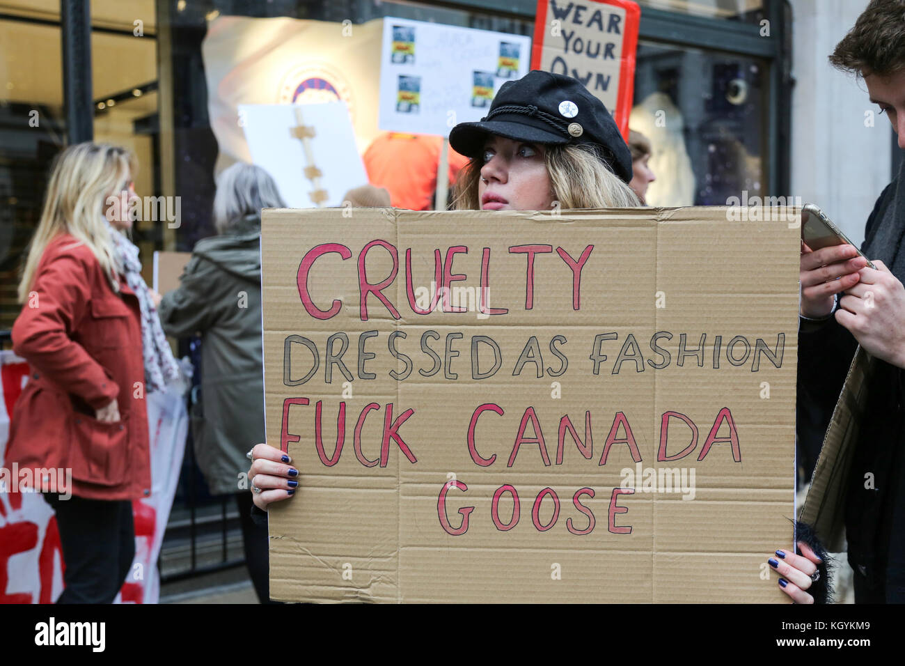 London, UK. 11th Nov, 2017. Anti fur protesters demonstrate outside the ...