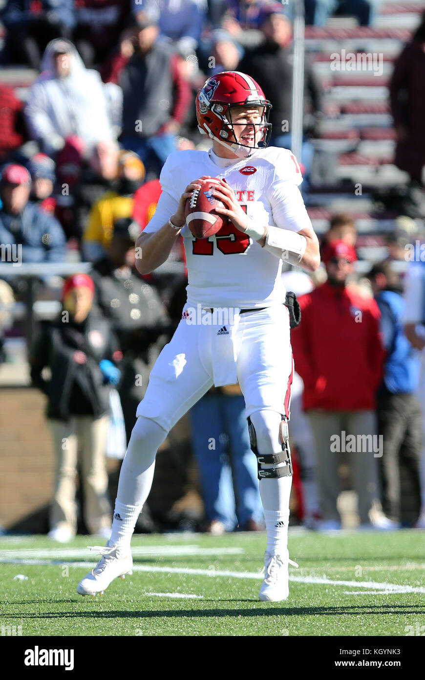 Alumni Stadium. 11th Nov, 2017. MA, USA; NC State Wolfpack quarterback ...