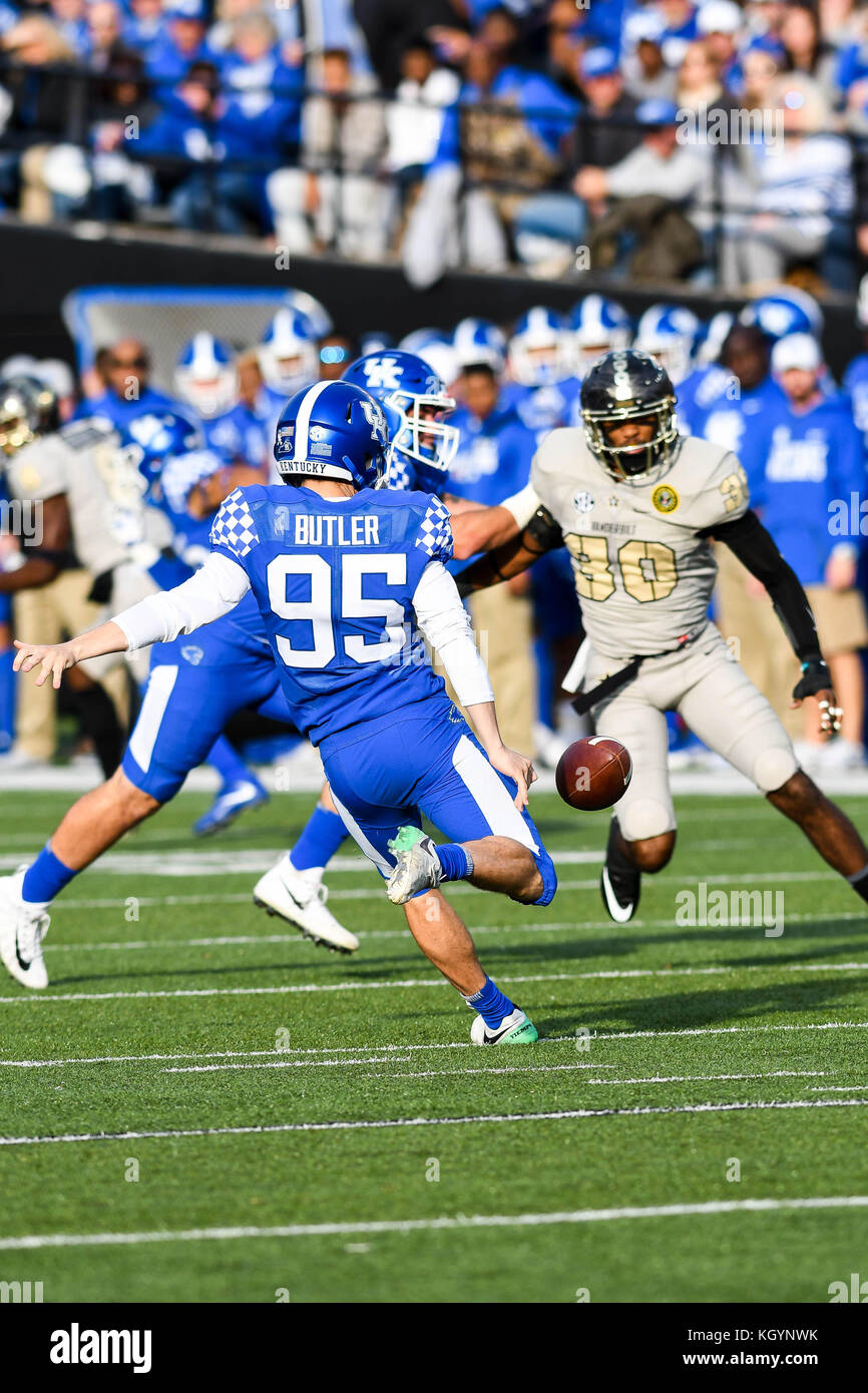 Nashville. 11th Nov, 2017. Kentucky place kicker Miles Butler (95 ...