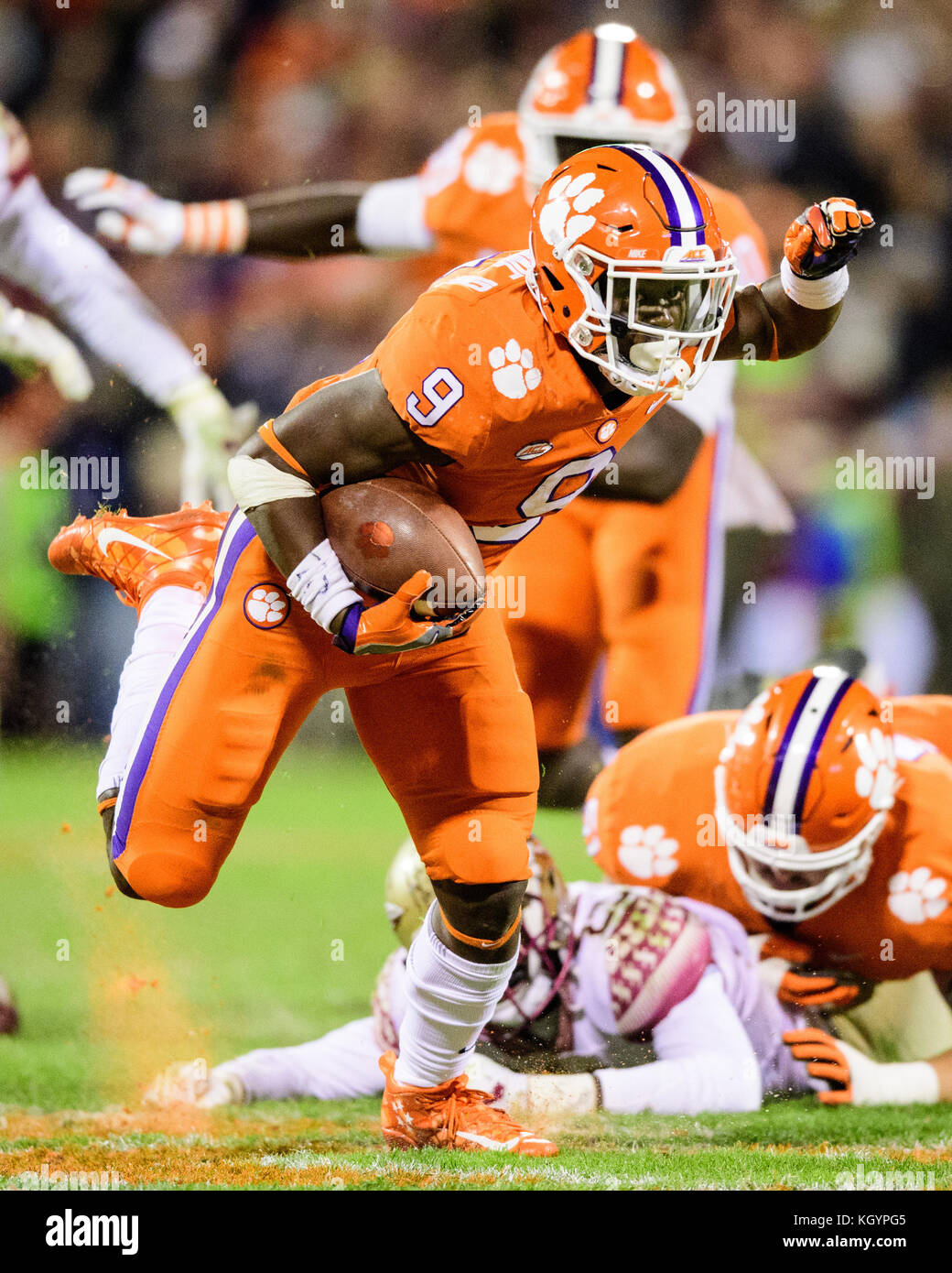 Clemson running back Travis Etienne (9) during the NCAA college ...