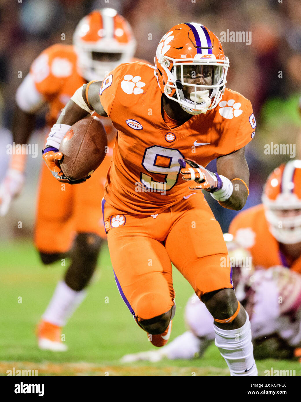 Clemson running back Travis Etienne (9) during the NCAA college ...