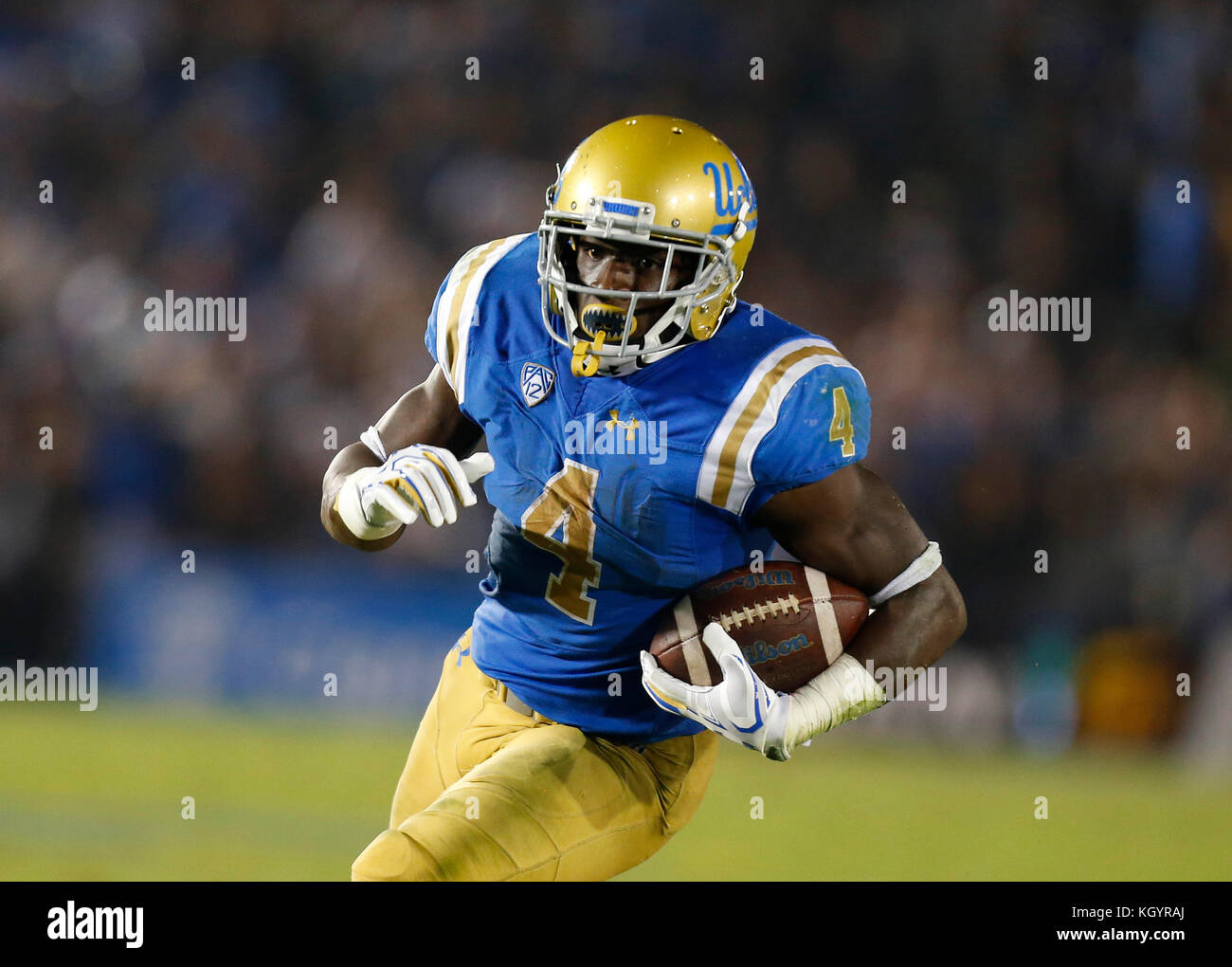 November 11, 2017 UCLA Bruins running back Bolu Olorunfunmi #4 carries ...