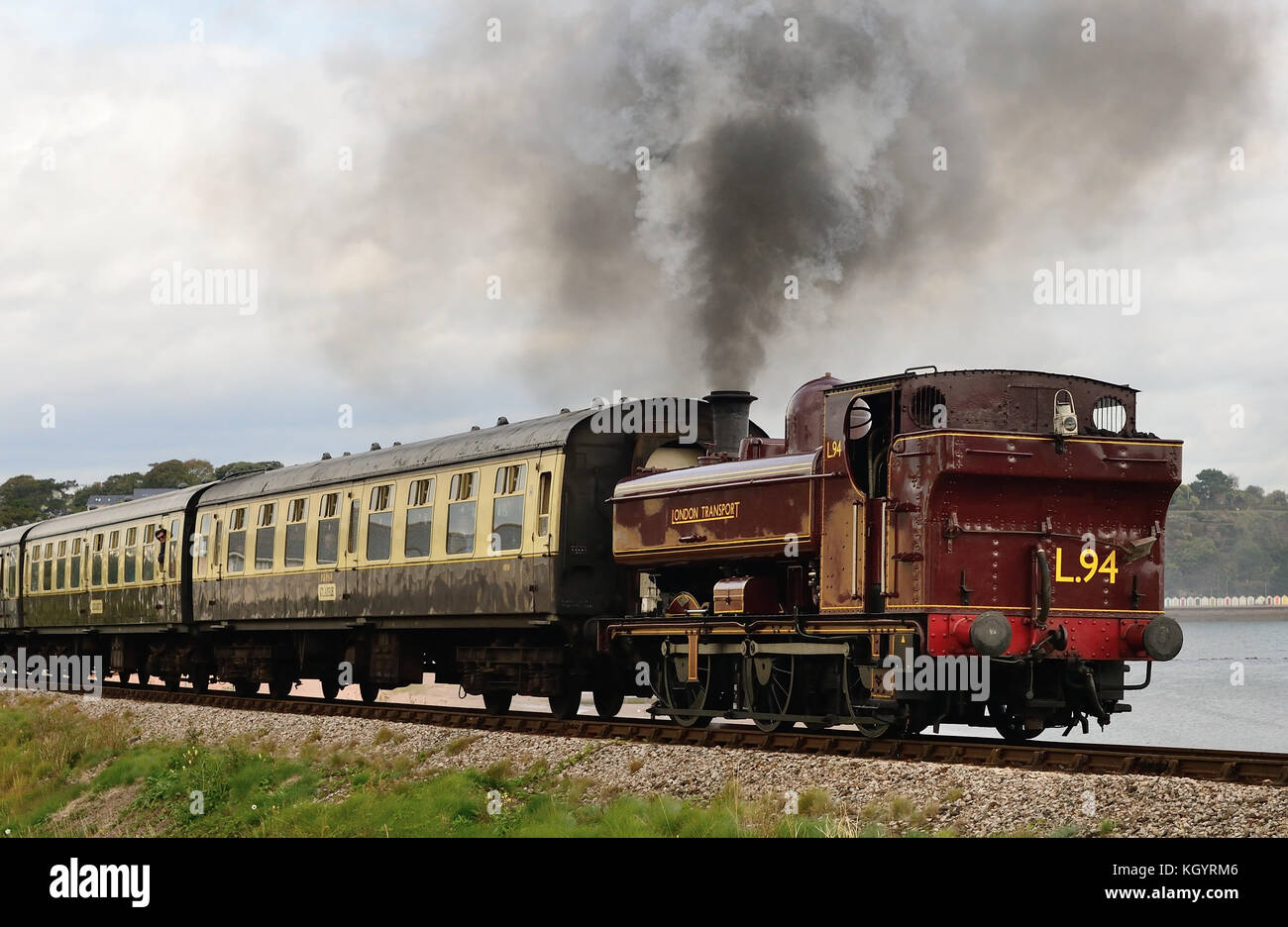 Steam train on the Dartmouth Steam Railway leaving Goodrington, hauled ...