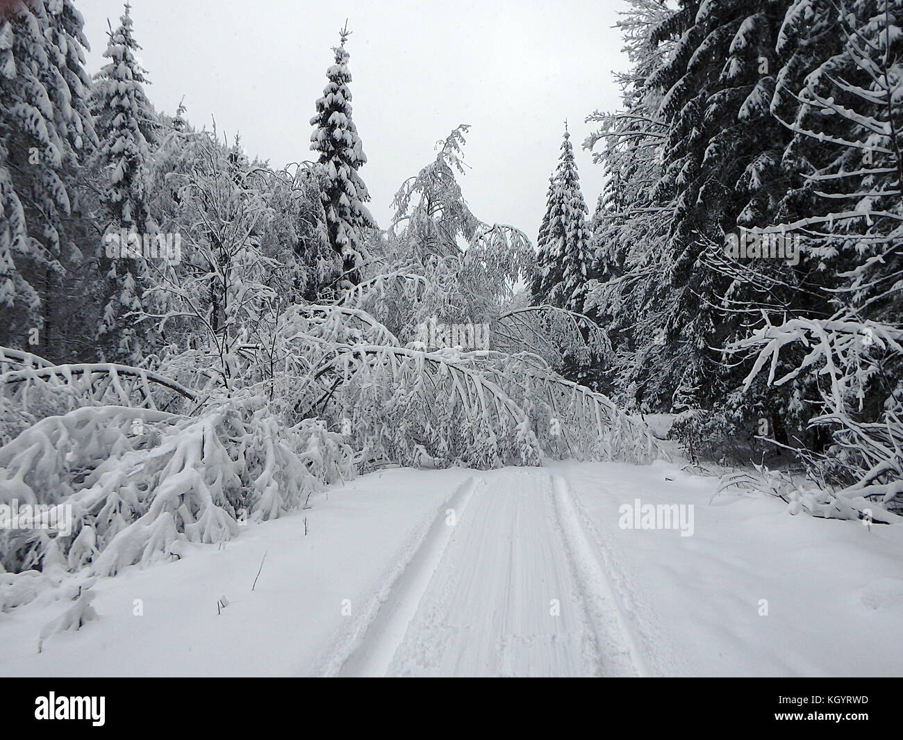 End of road - snow, End of the path, Dead end, Closed Stock Photo - Alamy