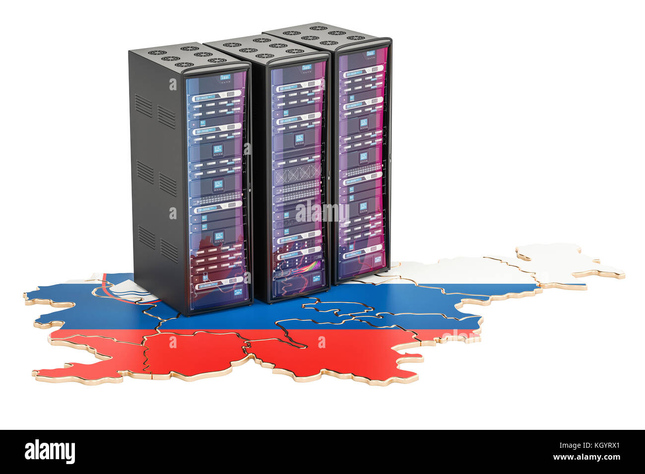 Data Center server racks in Slovenia concept, 3D rendering isolated on ...
