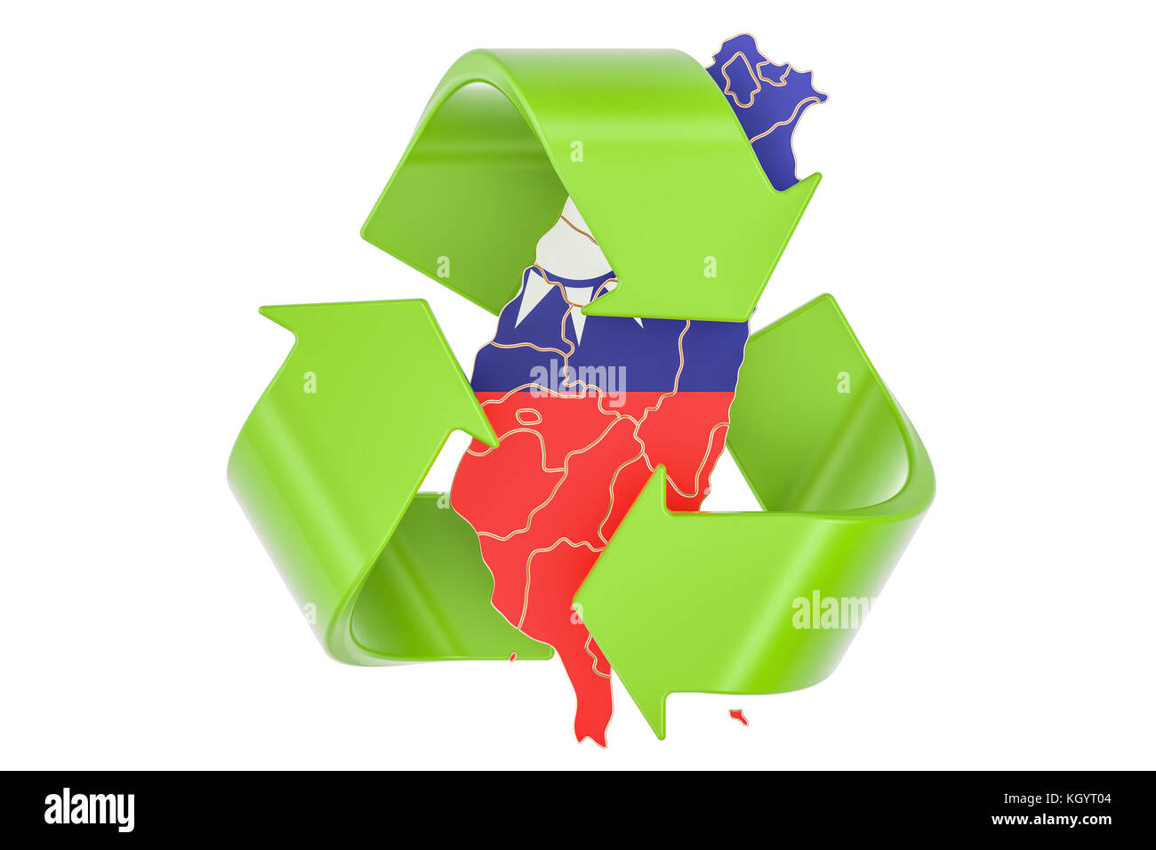 Recycling in Taiwan concept, 3D rendering isolated on white background ...