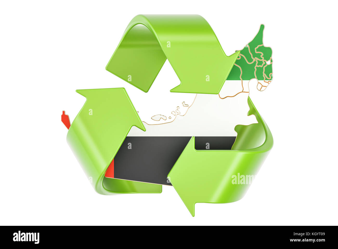 Recycling in UAE concept, 3D rendering isolated on white background ...