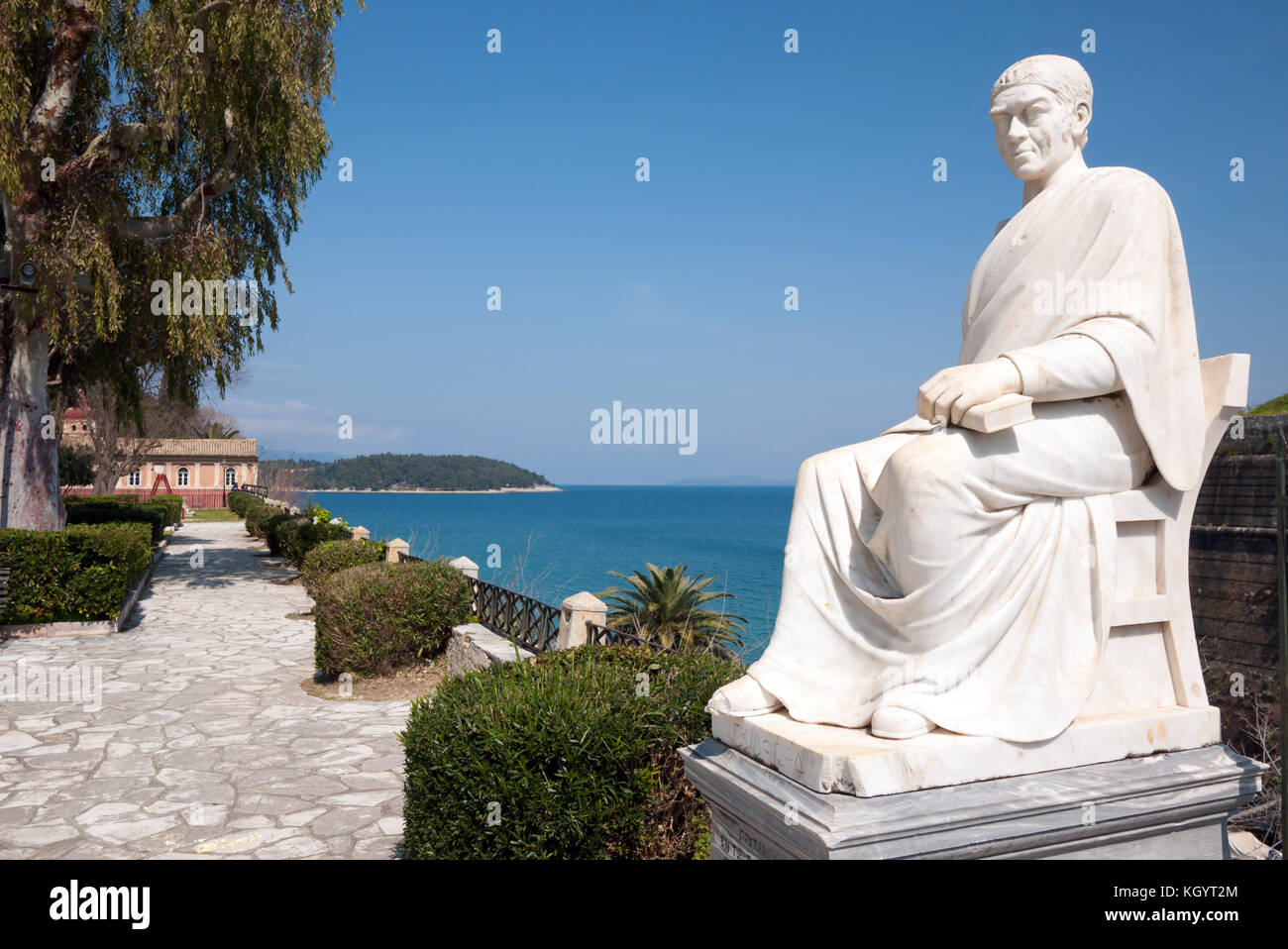 statue from marble at the port of the city of Corfu Stock Photo - Alamy