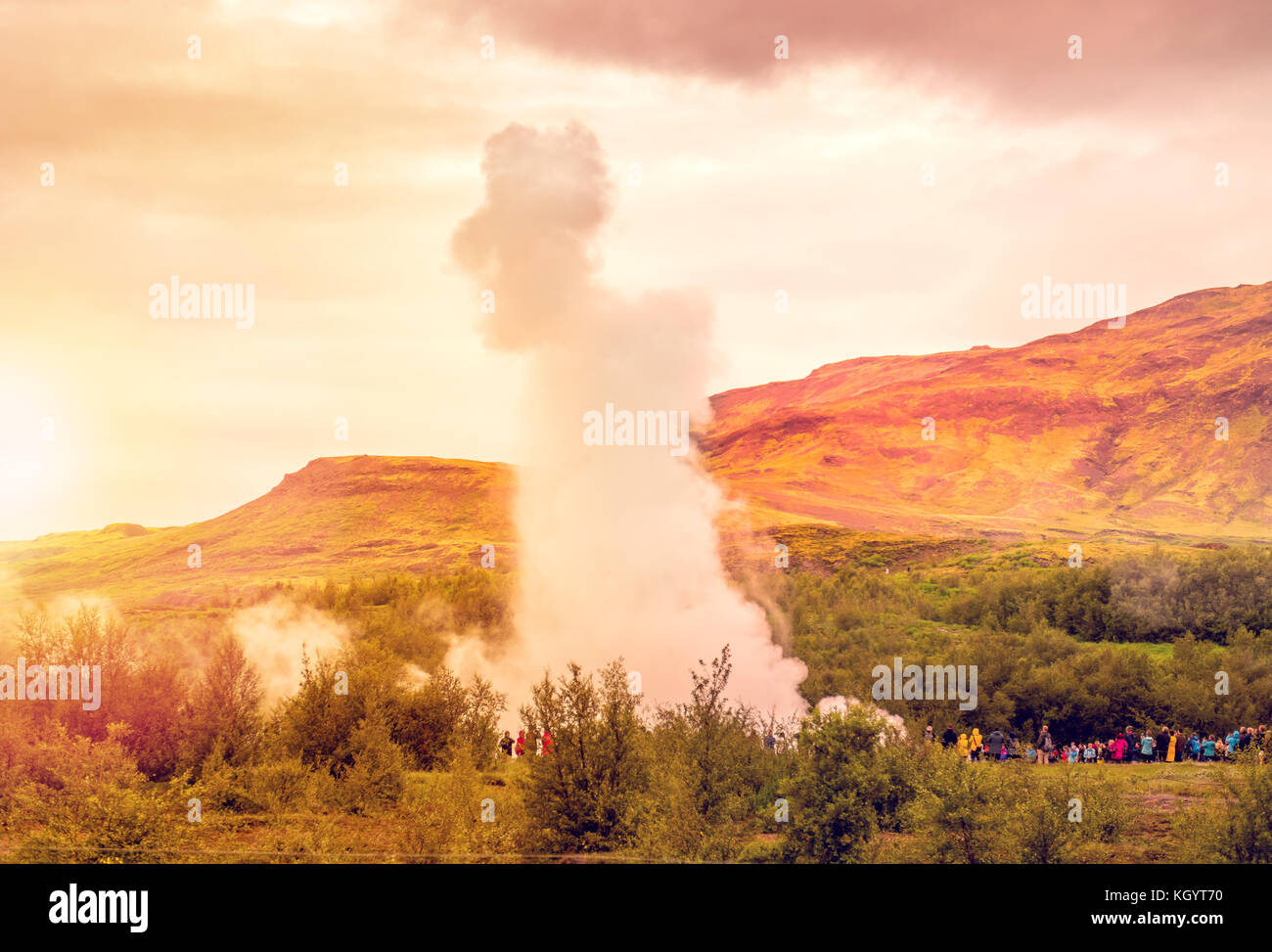 Strokkur geyser at Geyser at Iceland Stock Photo - Alamy