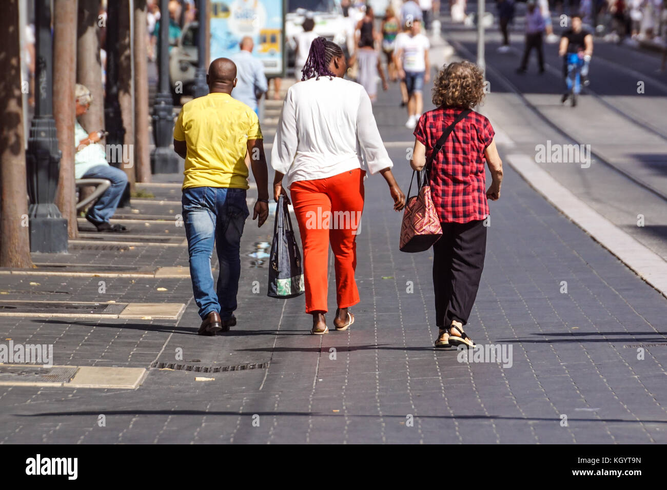 NICE, FRANCE - 14 August 2017 :Tourists and local people walking on the ...
