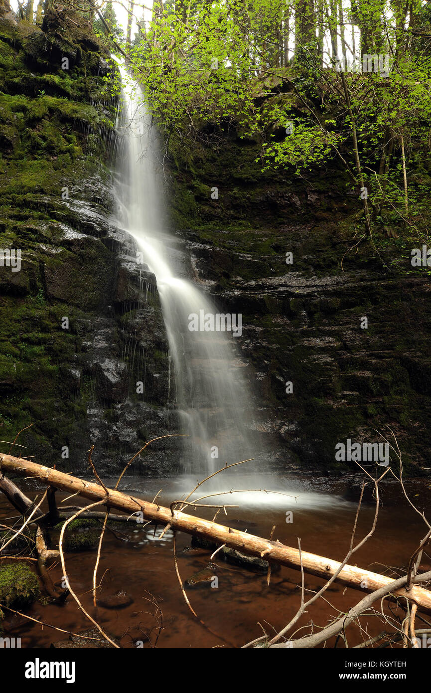 Major waterfall on the Nant Bwrefwr (approx. 30 feet Stock Photo - Alamy