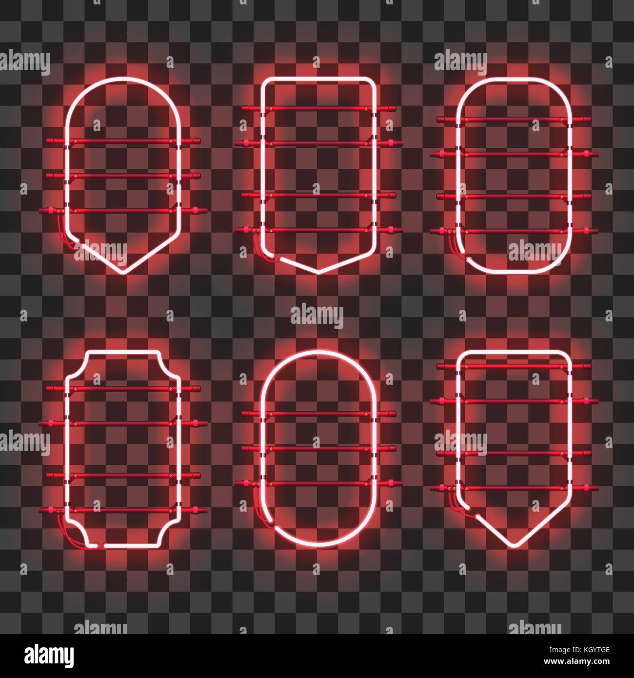Set of realistic glowing red neon frames Stock Vector Image & Art - Alamy
