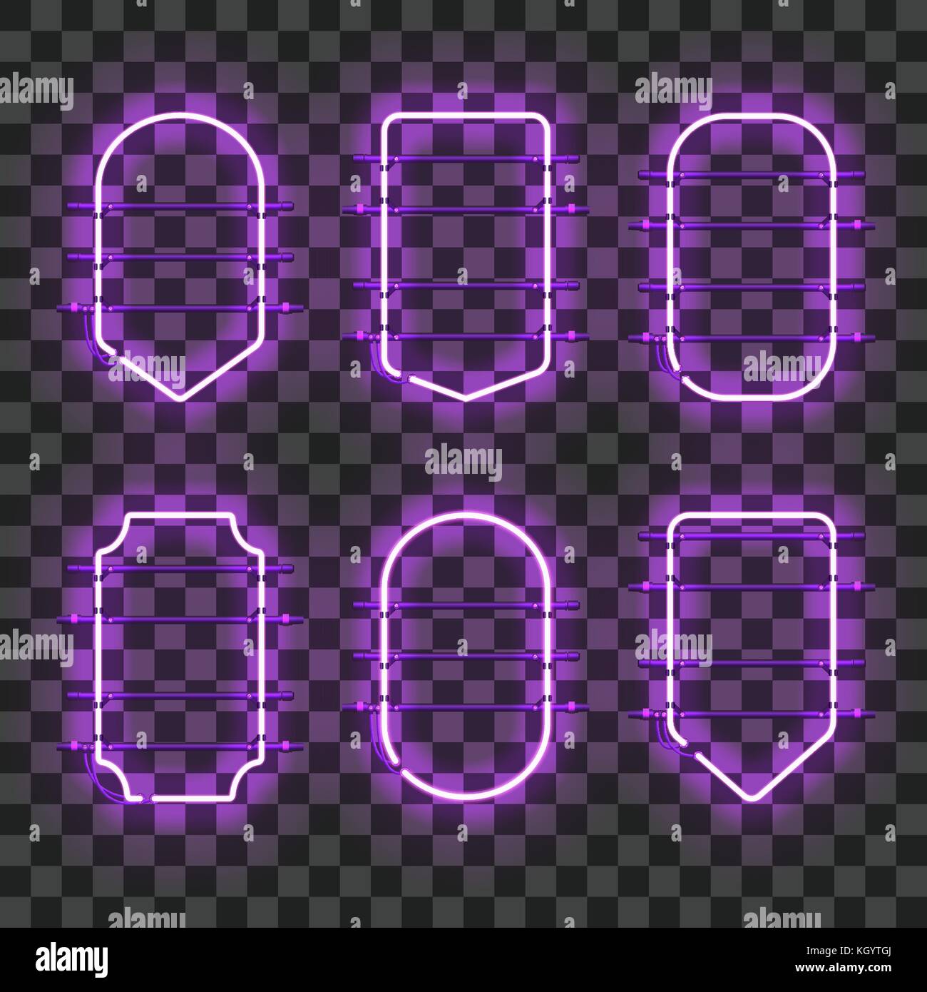 Set of realistic glowing purple neon frames Stock Vector Image & Art ...