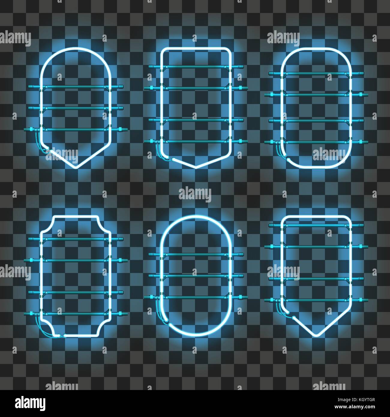 Set of realistic glowing blue neon frames Stock Vector Image & Art - Alamy