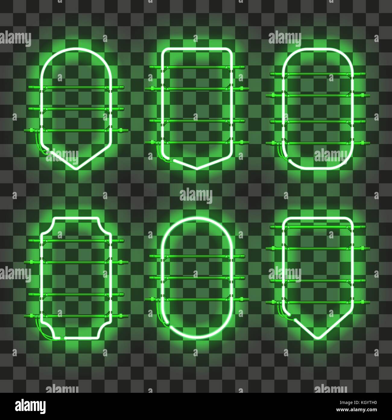 Set of realistic glowing green neon frames Stock Vector Image & Art - Alamy
