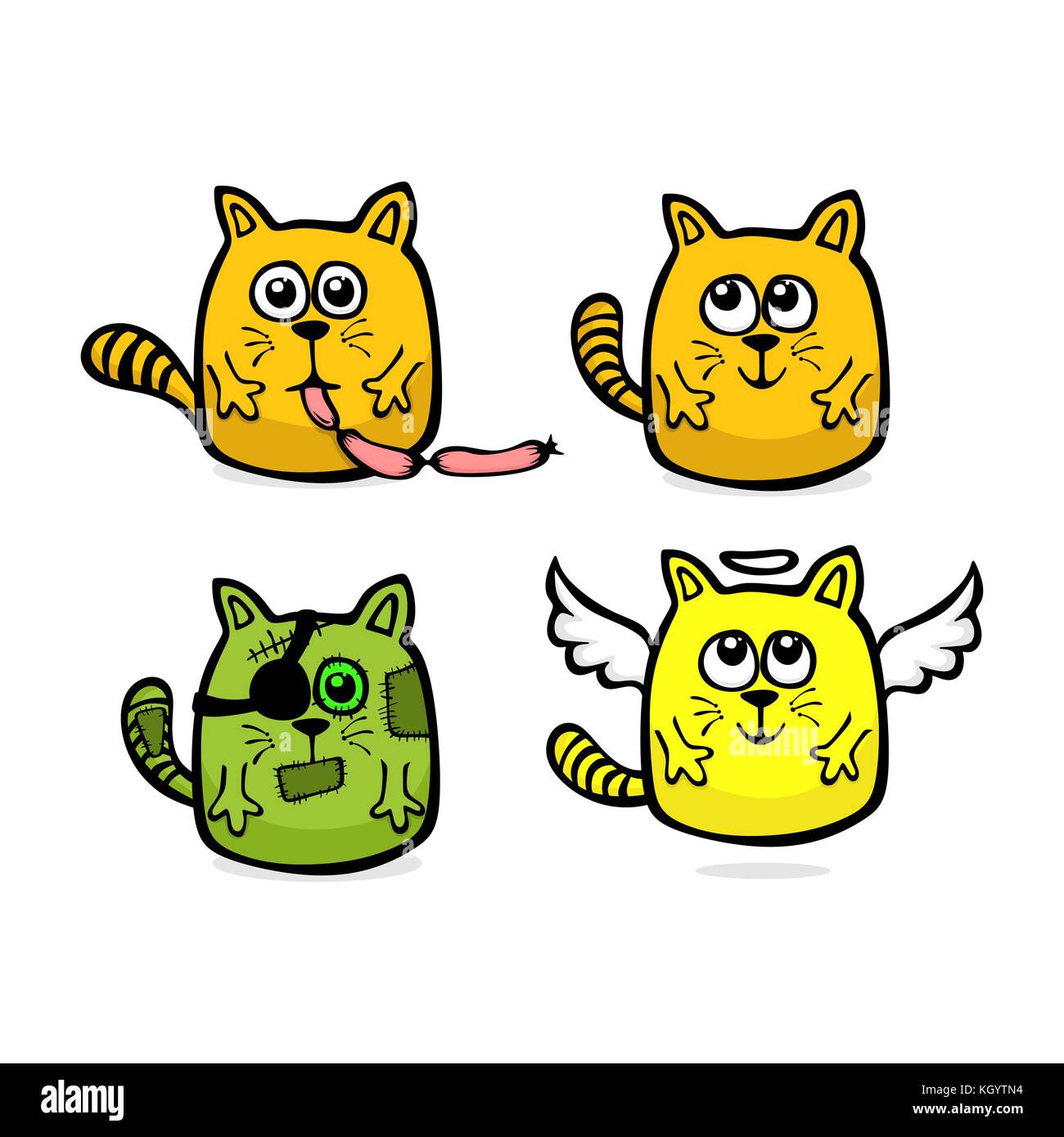 Hand drawn funny cats Stock Vector Image & Art - Alamy