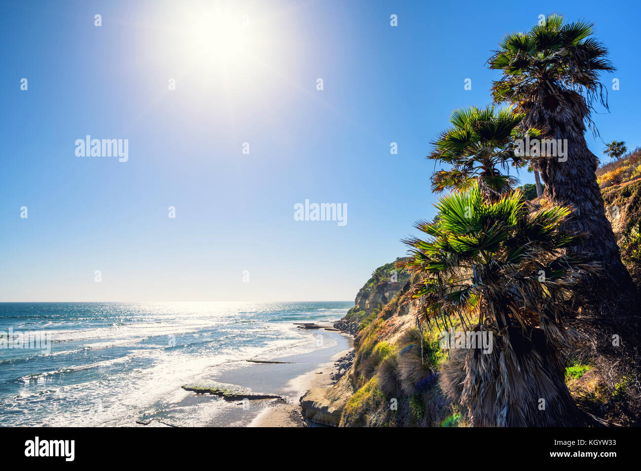 Looking down on Swami's Beach. Encinitas, California, USA Stock Photo ...