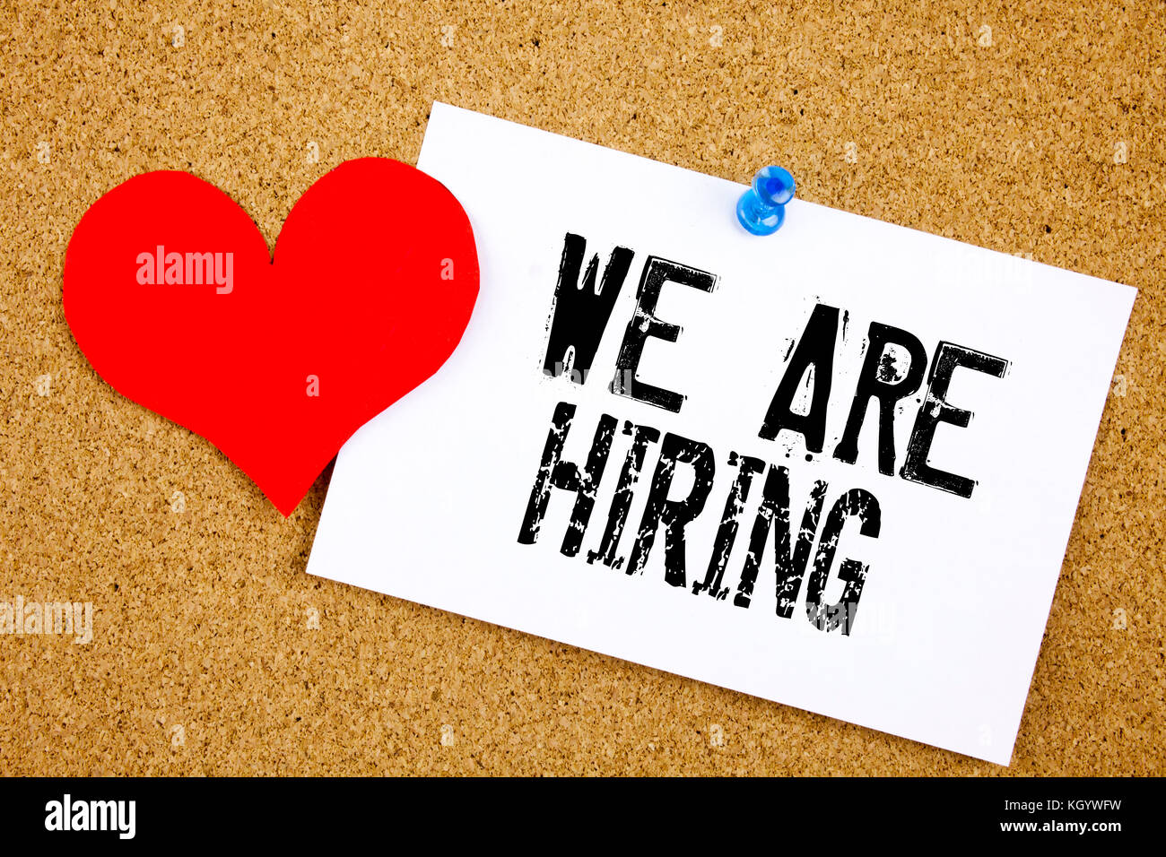 We're Hiring Word on Office Workplace sticky note Stock Photo - Alamy