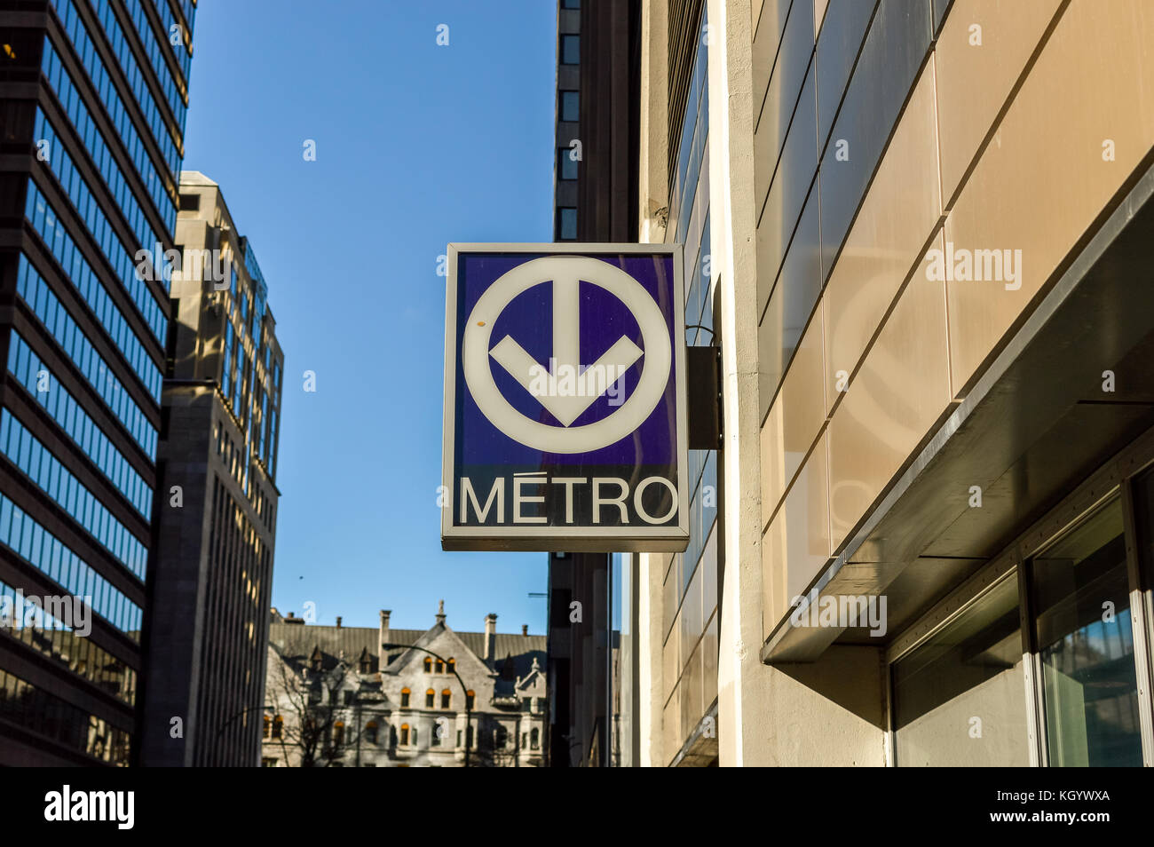 Metro transit sign in Montreal downtown, Canada Stock Photo - Alamy