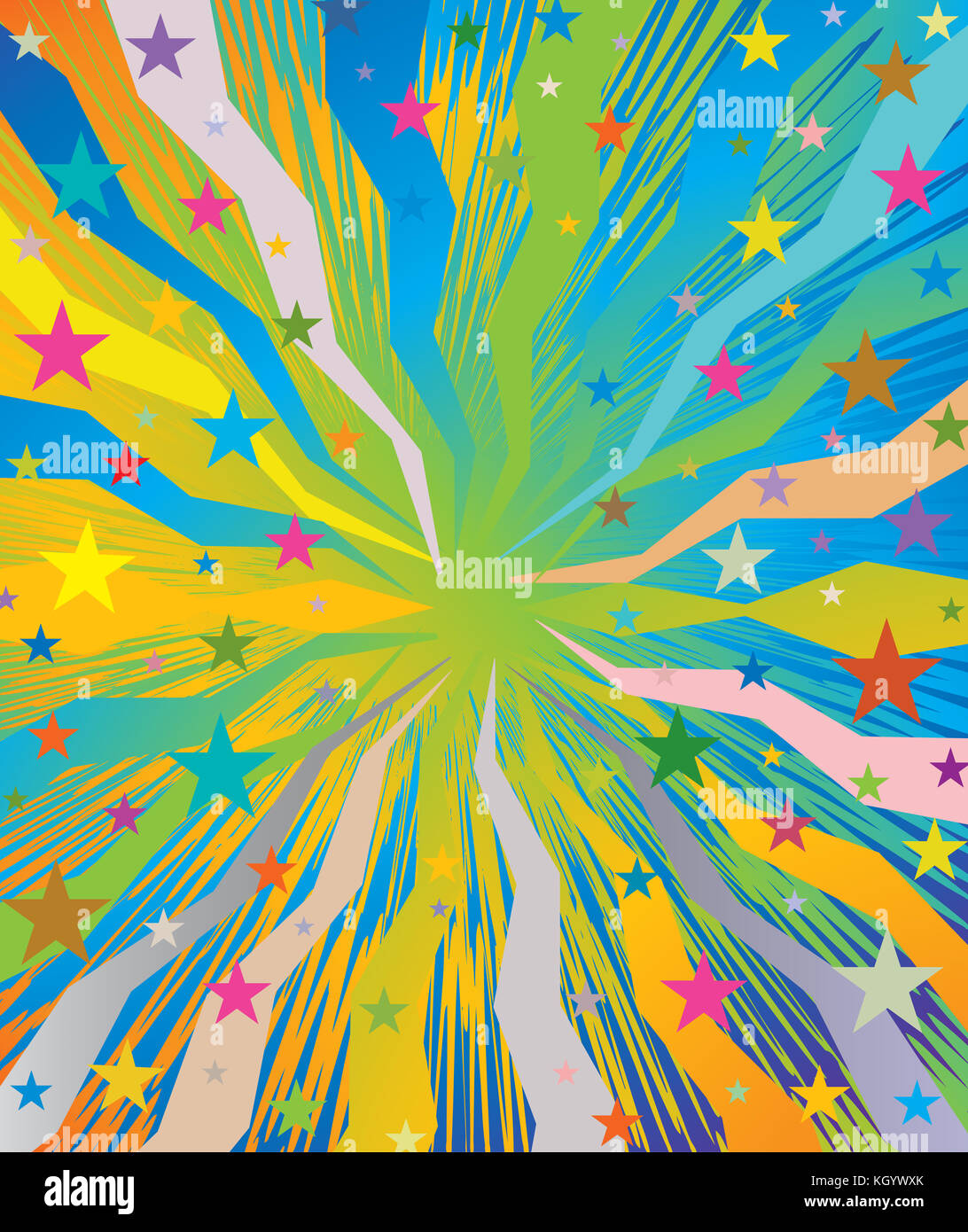 Celebratory burst background with stars Stock Photo - Alamy