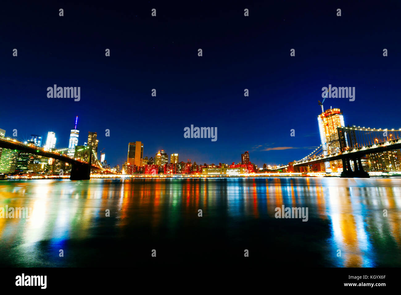 Bright lights of New York City at night Stock Photo - Alamy
