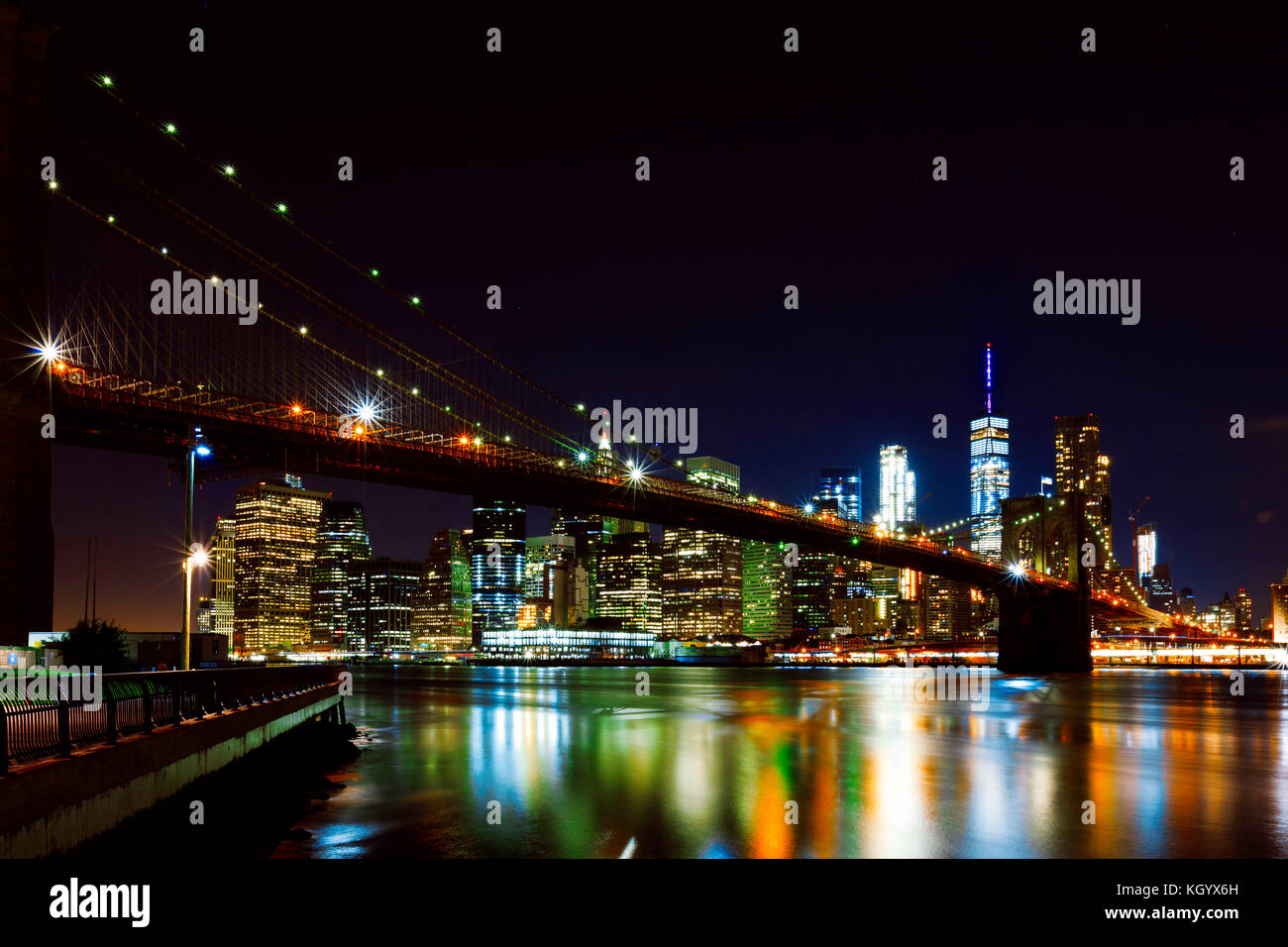 Bright lights of New York City at night Stock Photo - Alamy
