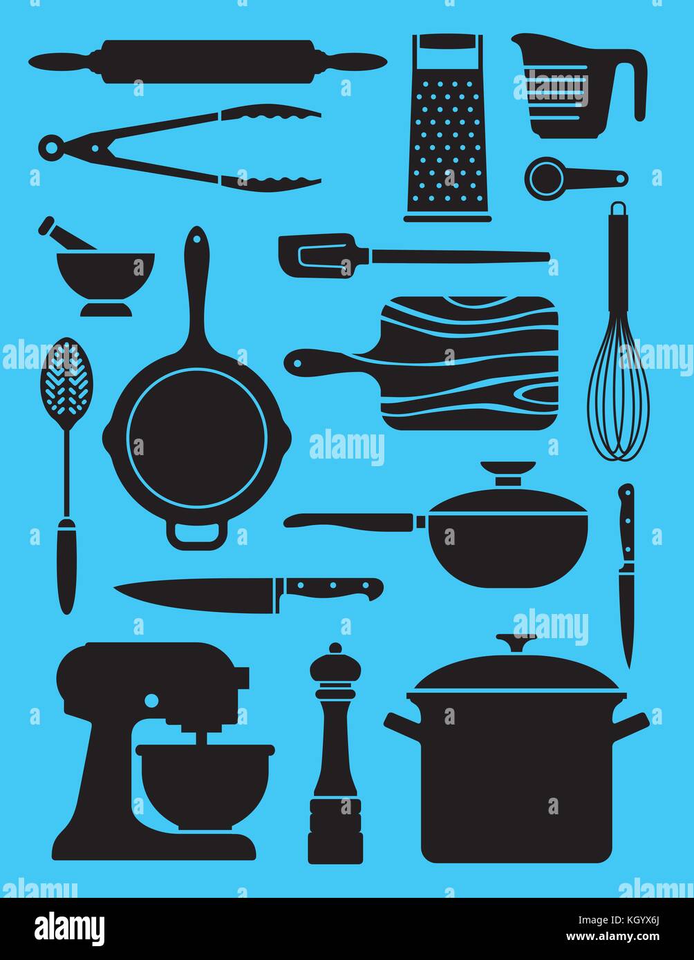 Kitchen utensils silhouette hi-res stock photography and images - Alamy