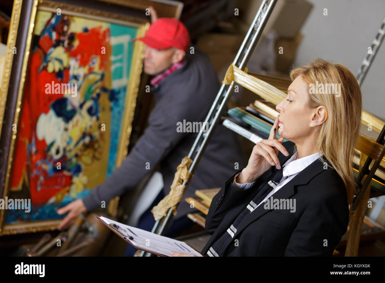 Smiling artist paintings in art hi-res stock photography and images - Alamy