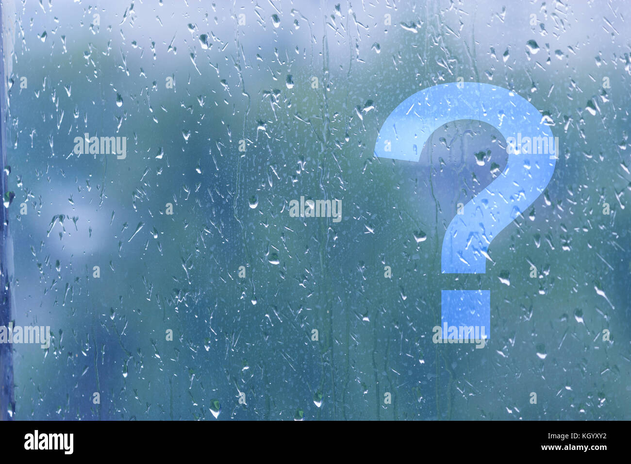 question mark on a window. unknown future concept Stock Photo - Alamy
