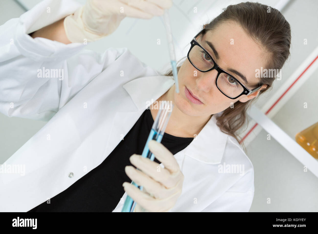 young female tech or scientist performs protein assay Stock Photo - Alamy