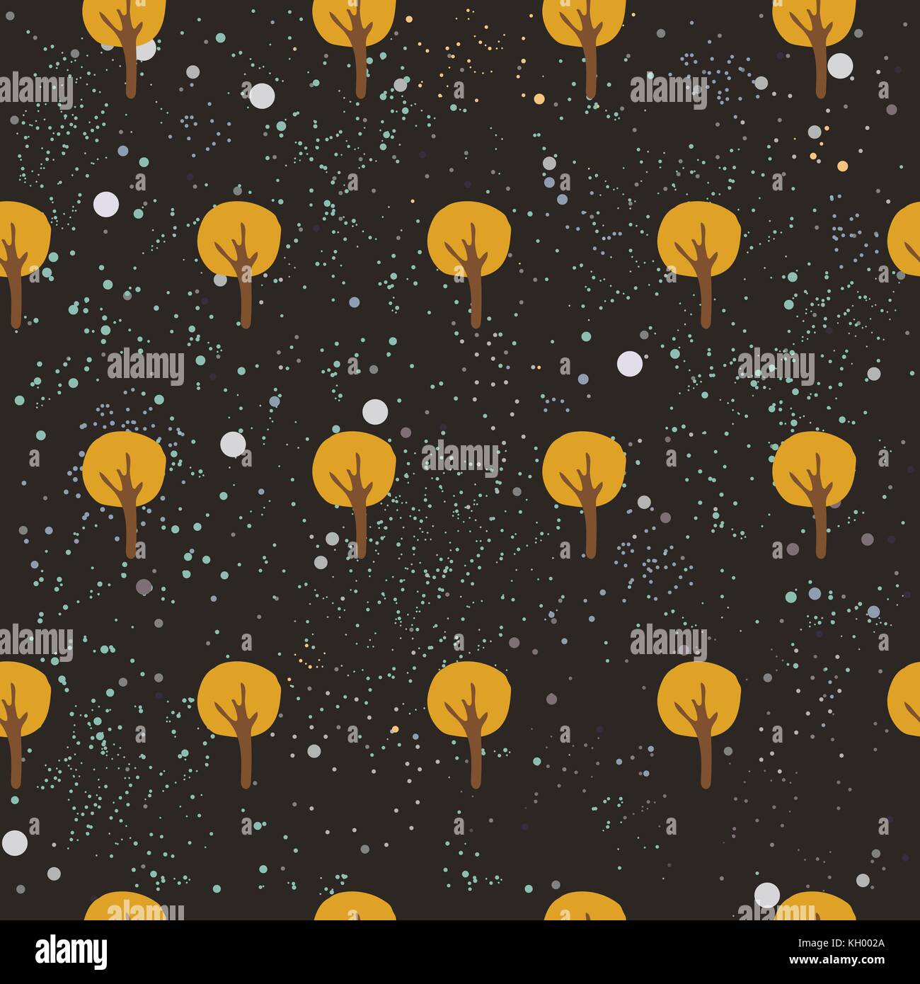Seamless Tree Pattern with small trees on dotted background. Vector ...