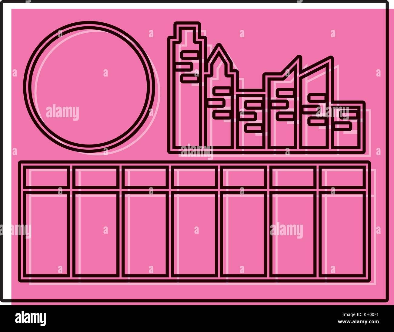 picture with factory building and sun icon over white background vector ...