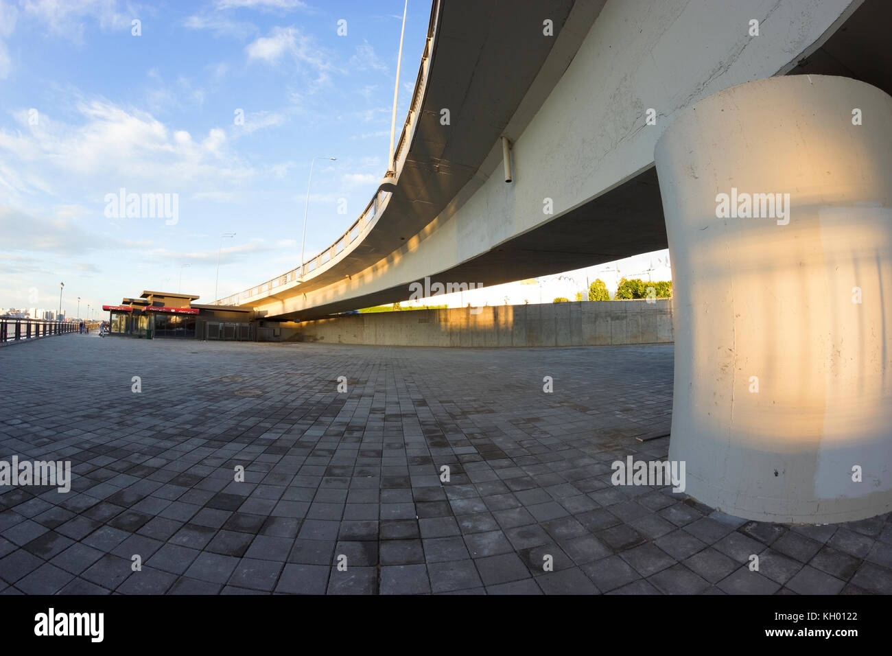 view under the big bridge. fisheye lens Stock Photo - Alamy