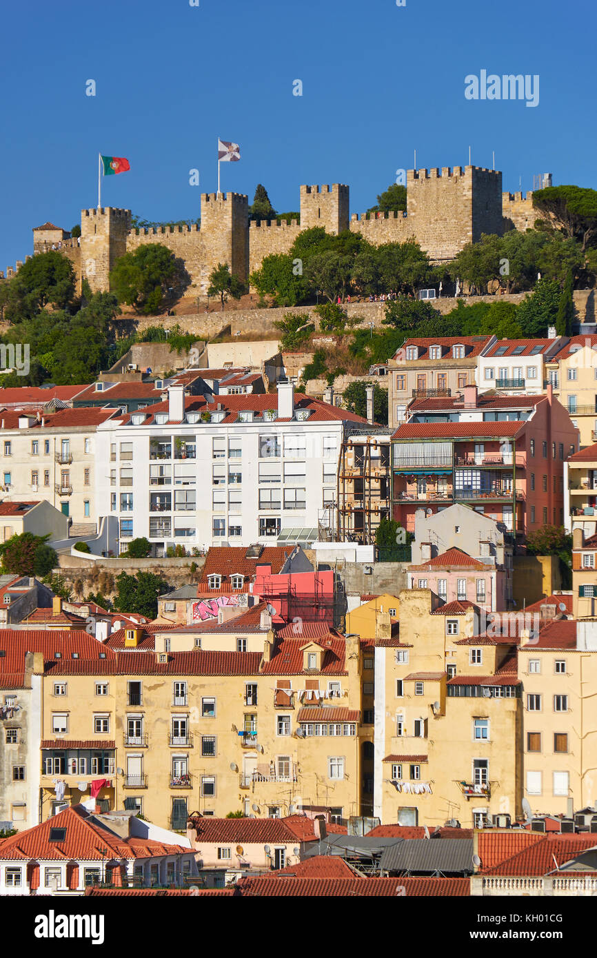 Saint George Castle on the commanding hilltop surrounded by residential ...