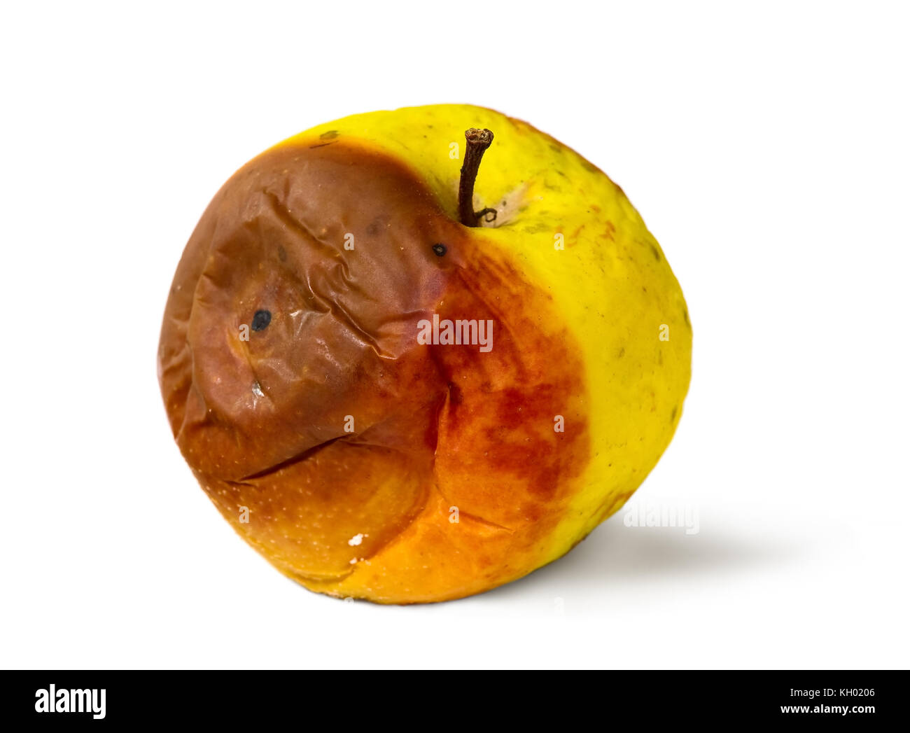 Old rotten apple on white isolated background, unhealthy to eat Stock ...