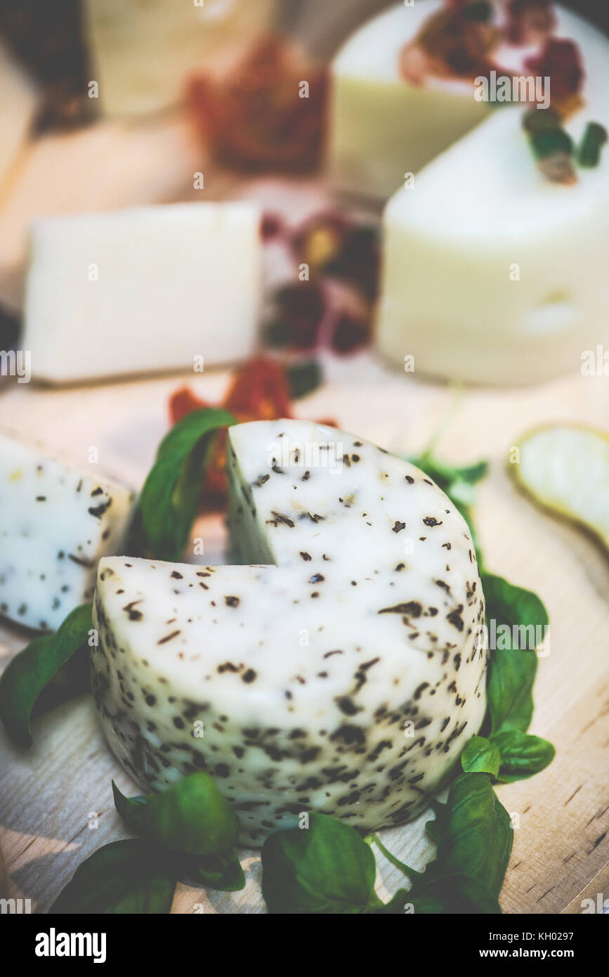 cheese - italian food - vintage style photo Stock Photo - Alamy
