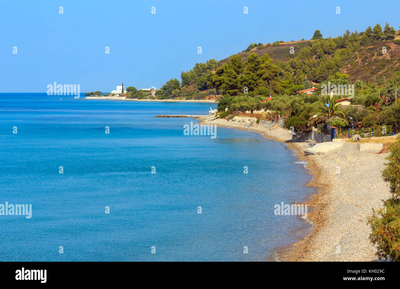 Summer sea coast morning landscape (Kassandra peninsula, Halkidiki ...