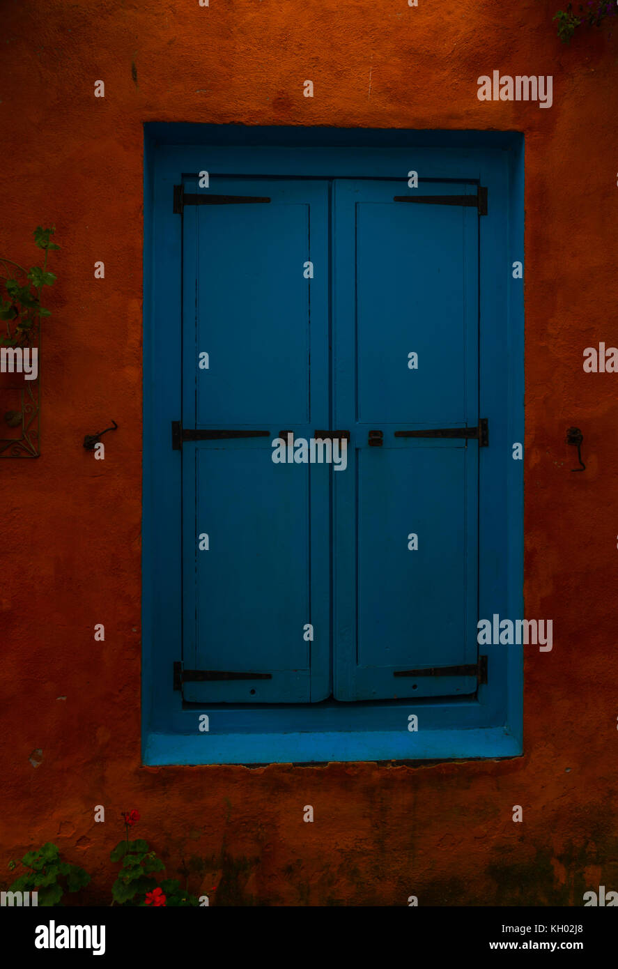 window shutters on an old european style building, architectural ...