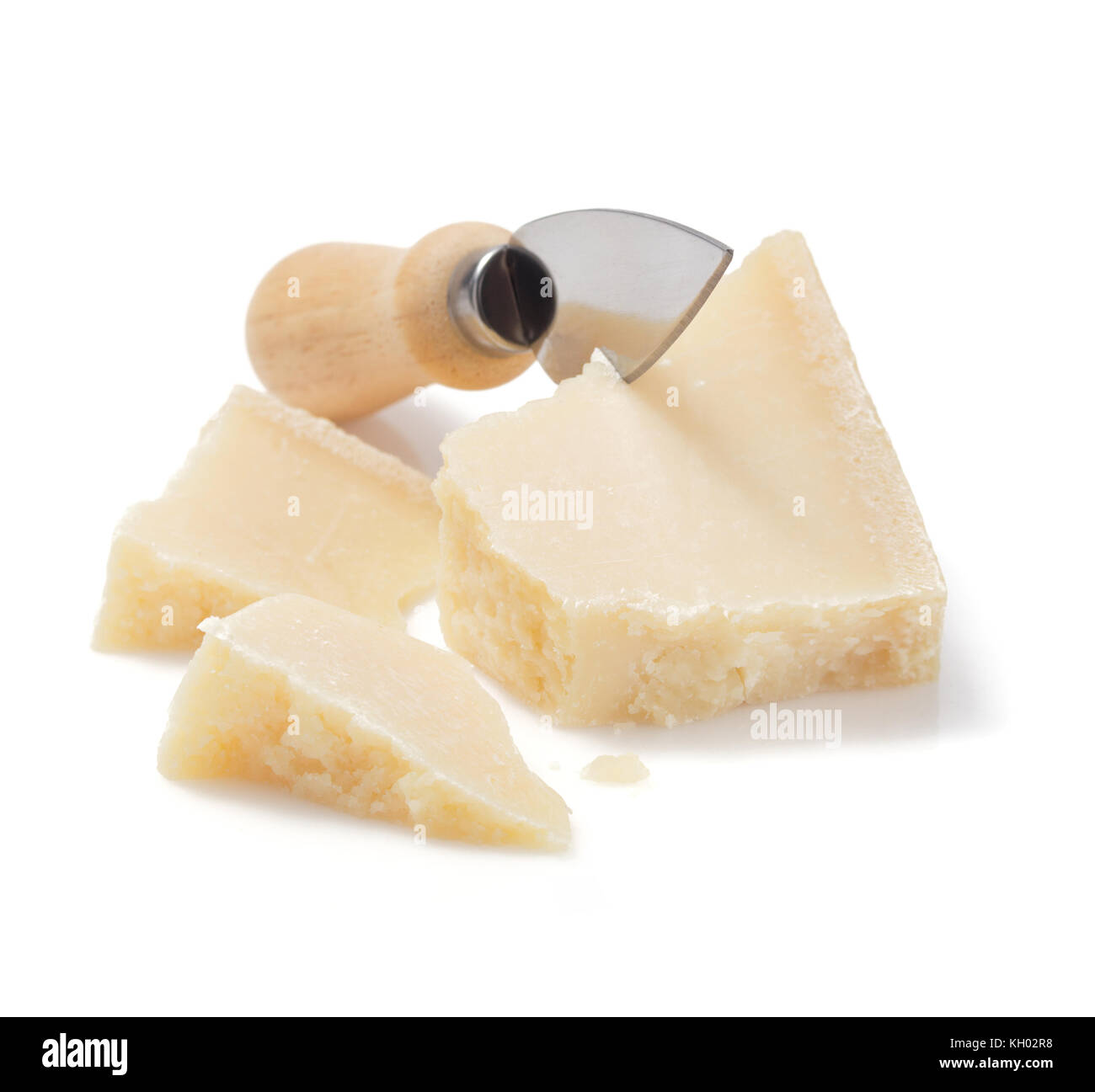 pieces of parmesan cheese isolated on white background Stock Photo - Alamy