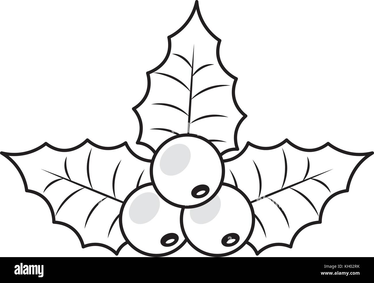 flat line uncolored christmas pick over white background vector ...