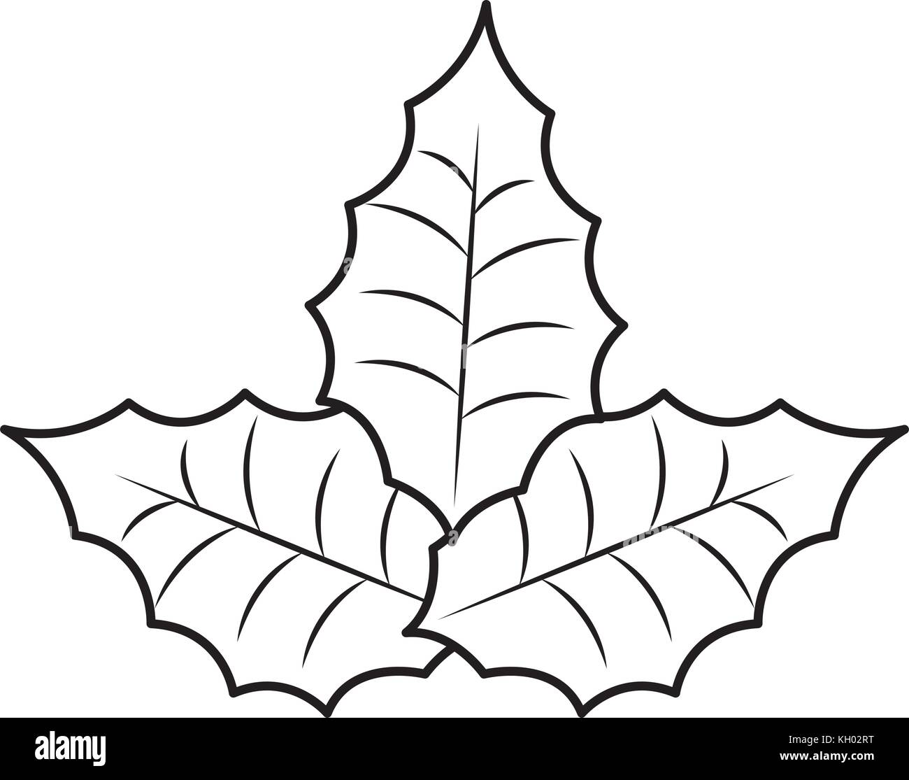 flat line uncolored christmas pick over white background vector ...