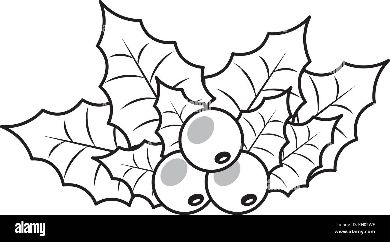 flat line uncolored christmas pick over white background vector ...